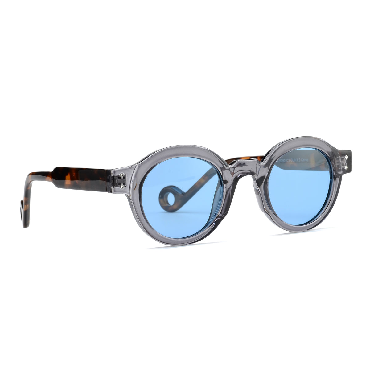 DEVAN | Transparent Grey | Tortoise Temples | Blue Lens – Ryan Simkhai ...